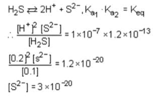 An aqueous solution contains 0.10 M H2S and 0.20 M HCI. If the ...