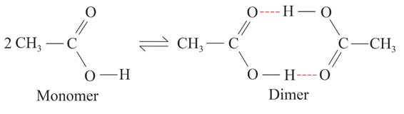 Acetic acid forms a dimer in the gas phase:The dimer is held together ...